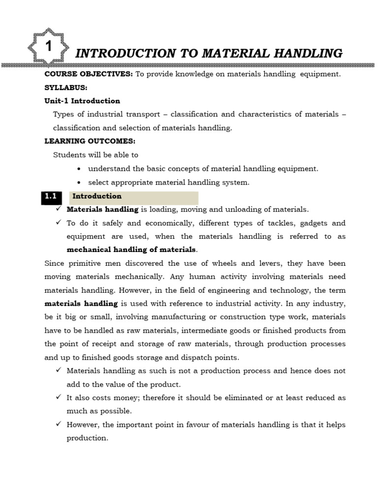 Introduction To Material Handling | PDF
