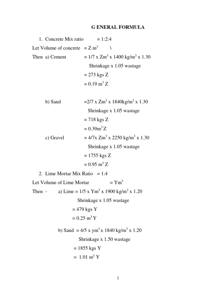 General Formula | PDF | Door | Mortar (Masonry)