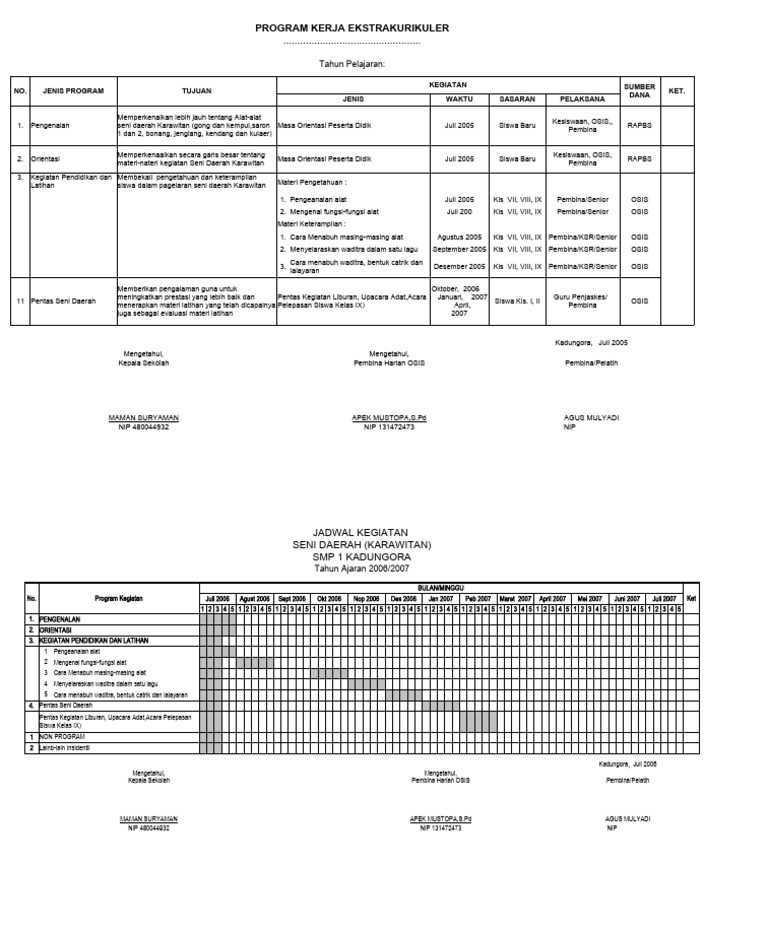 Program Kerja Dan Jadwal Kesenian | PDF