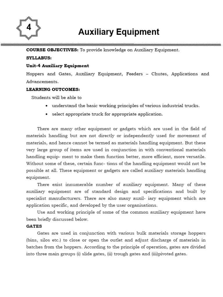 Auxillary Equipments | PDF