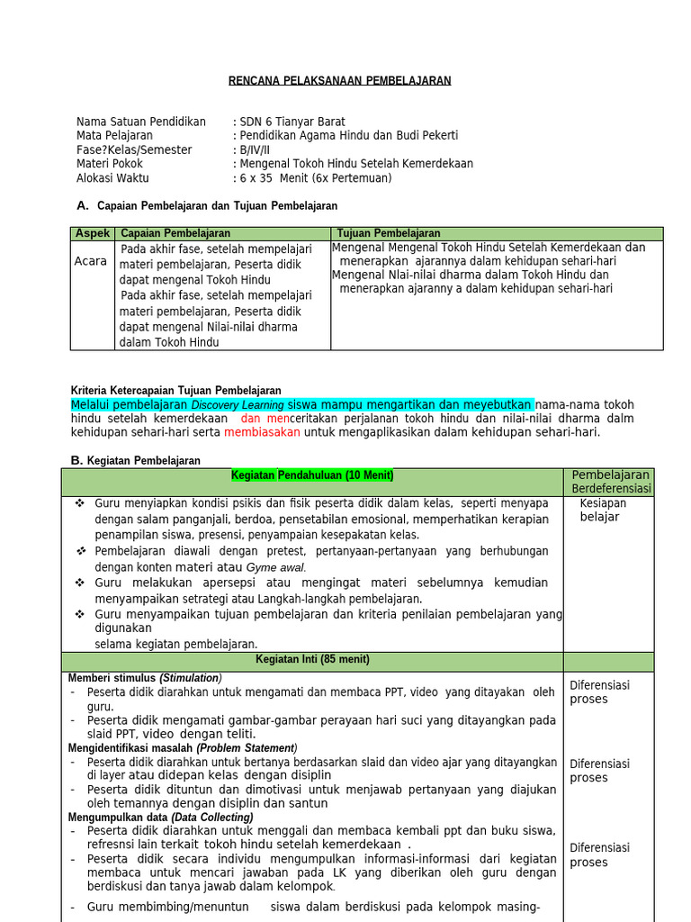 RPP MENGENAL TOKOH HINDU SETELAH KEMERDEAKAAN - Copy (PDF - Io) | PDF
