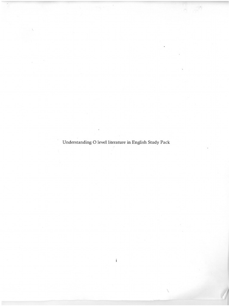 O Level Literature in English Study Pack | PDF