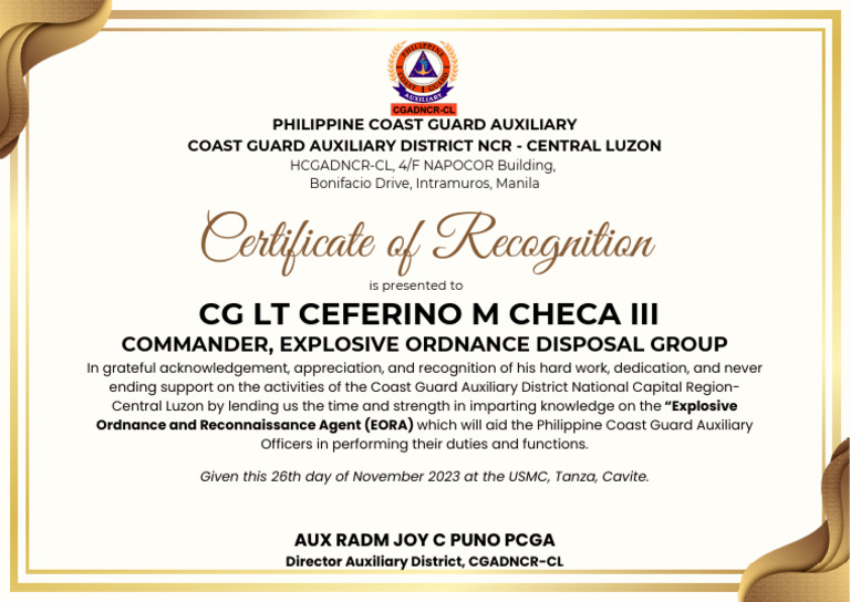 For Printing EORA Certificate | PDF