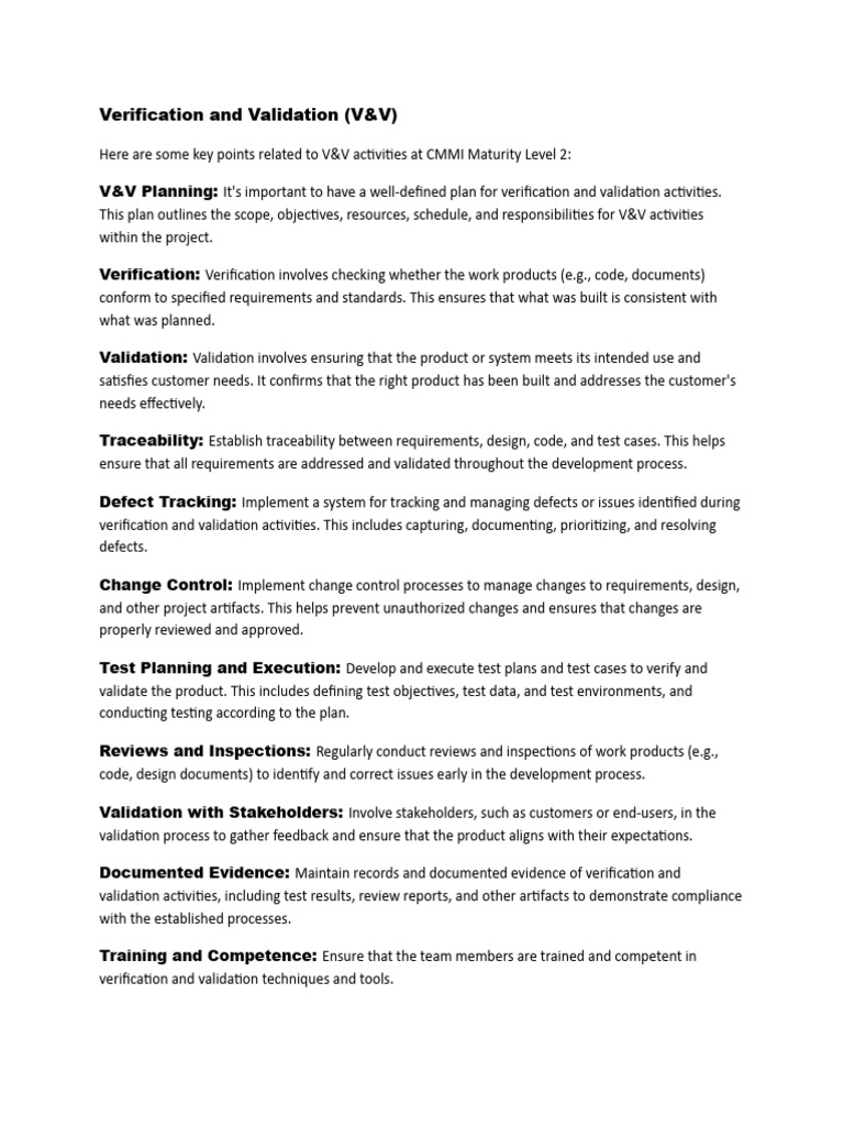 VV Key Points | PDF | Software Testing | Verification And Validation