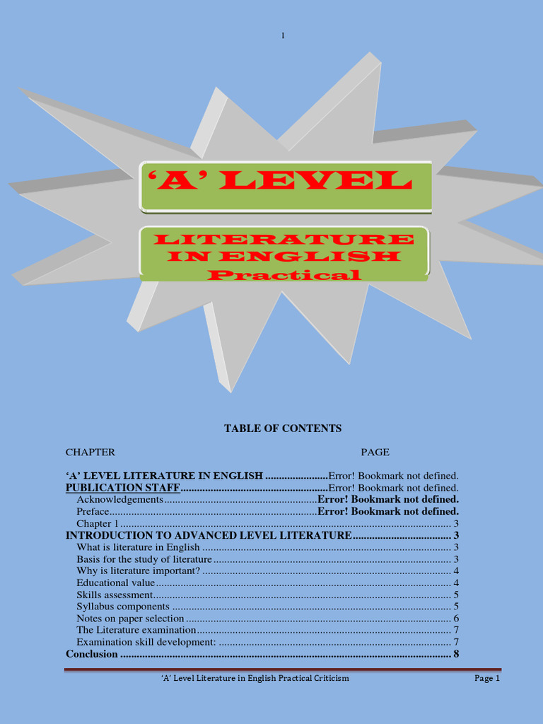 'A' Level Literature in English Practical Criticism-1 | PDF