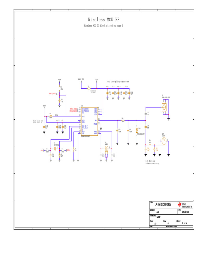 Wireless MCU RF Schematic Design | PDF