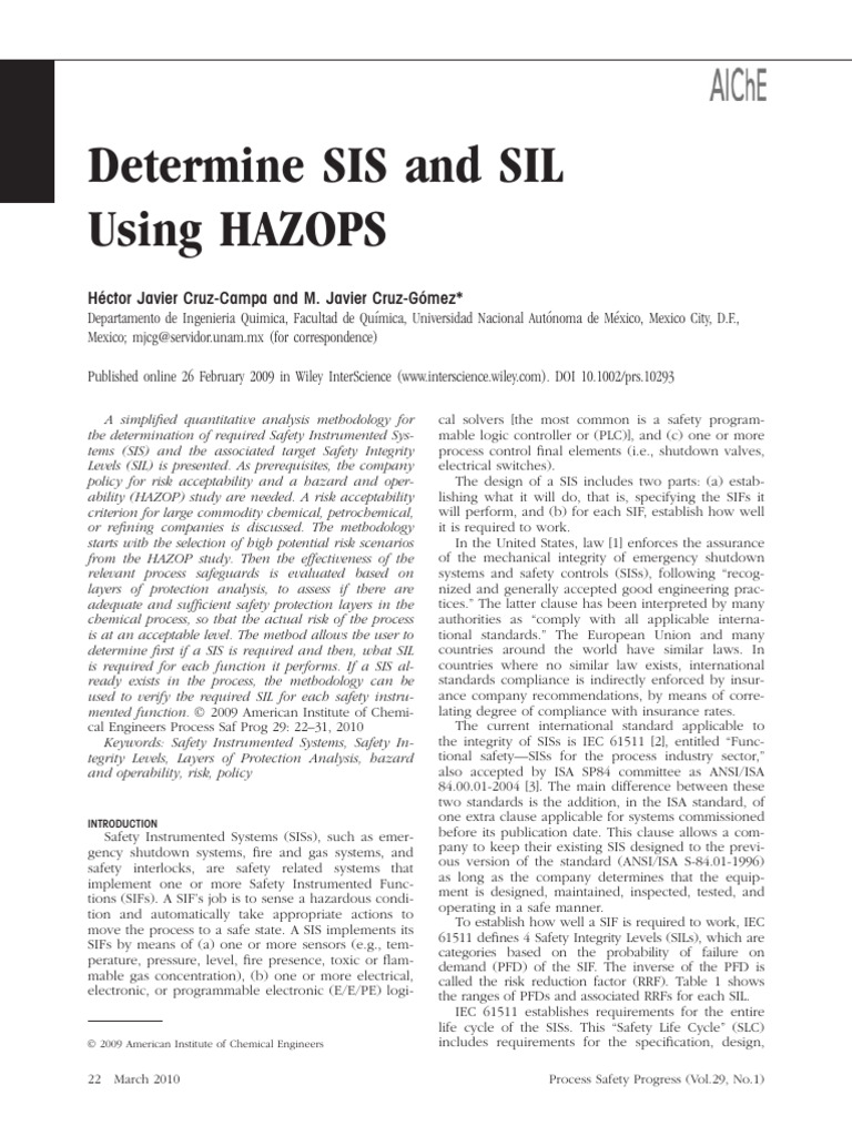 Determine SIS and SIL Using HAZOPS | PDF