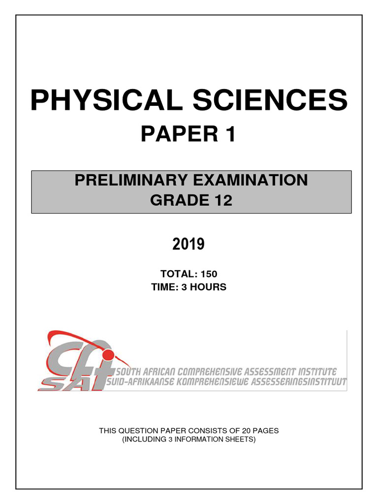 2019-PS-Grade 12-Preliminary Examination - Paper 1 | PDF | Force ...
