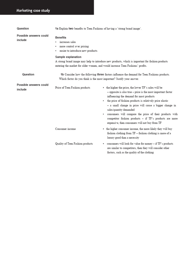 Marketing Case Study Answers | PDF | Fashion | Luxury Goods