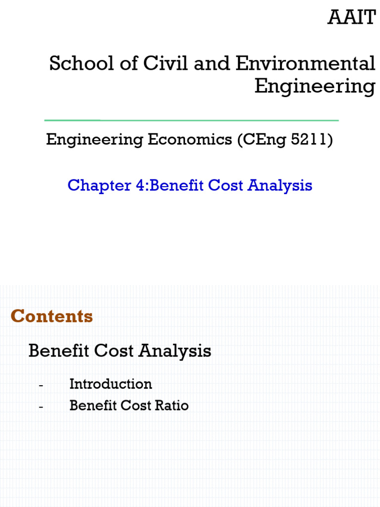 Chapter 4. Benefit - Cost Analysis | PDF