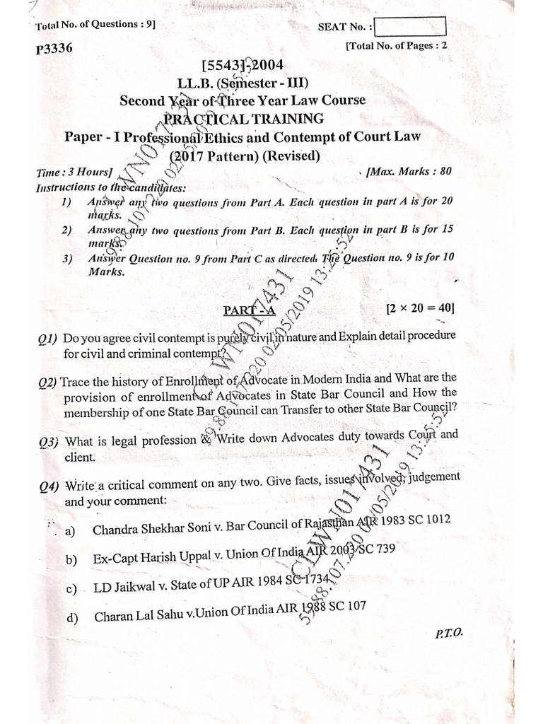 LLB-2 - SEM - 3rd Question Paper Constitutional Law-Ii | PDF