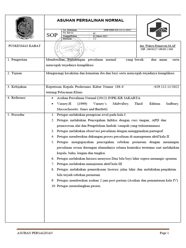 Sop Persalinan | PDF