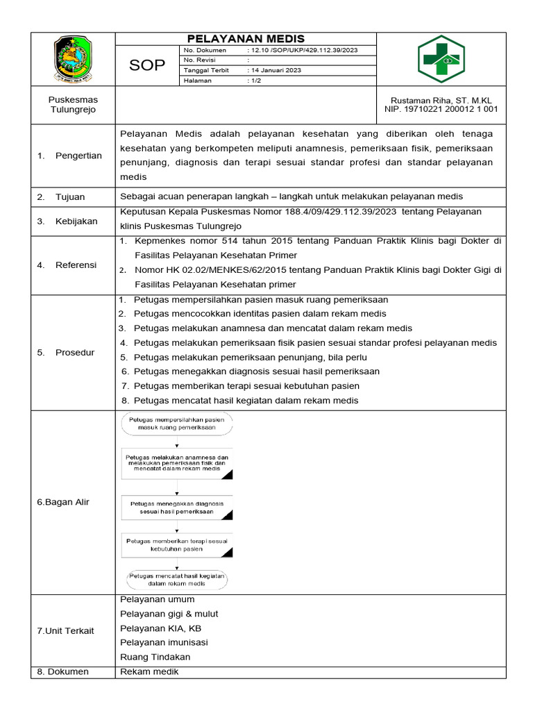 Sop Pelayanan Medis | PDF