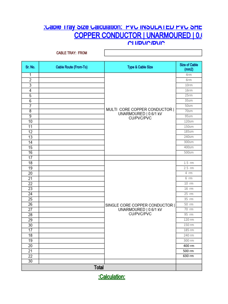 Cable Tray Sizer | PDF