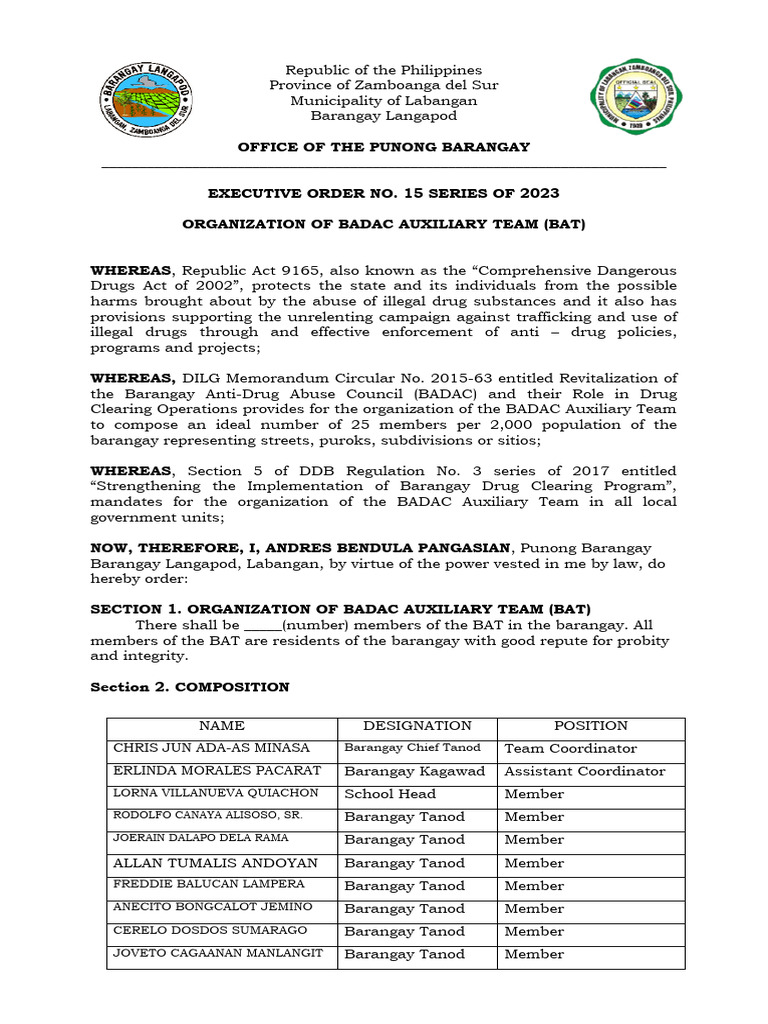 Barangay Auxiliary Team | PDF | Government | Justice