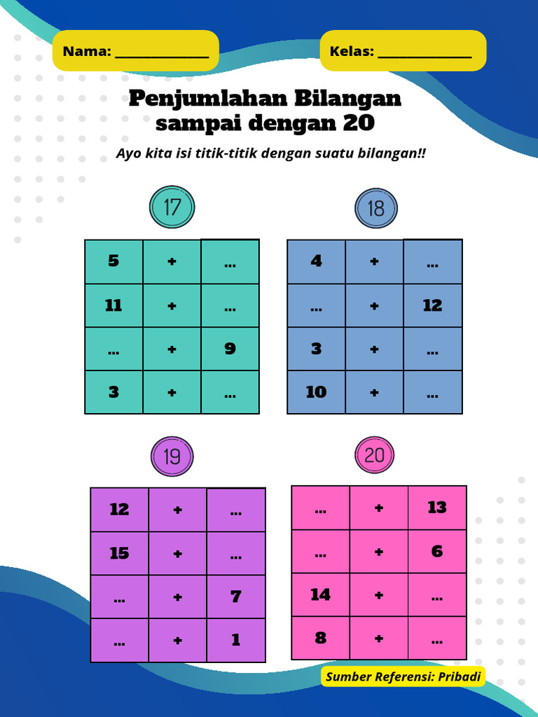 Penjumlahan Bilangan Cacah sampai 20 | PDF