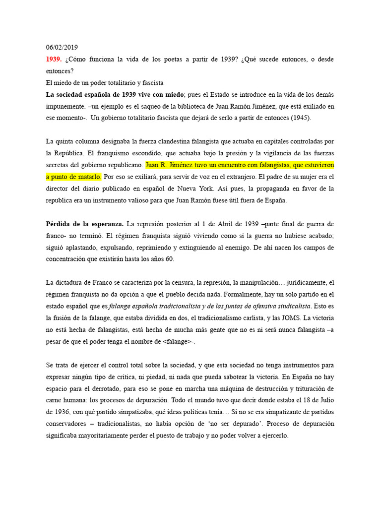 Apuntes Poesía Del Siglo XX | PDF | España franquista