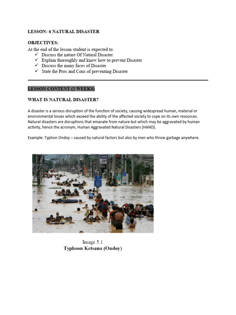 Lesson 6 What Is Natural Disaster Key Players in Disaster Management ...