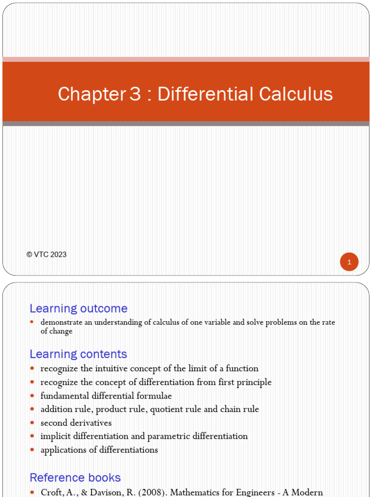 MBS3212 EngMaths For BS Chapter 3 Differential Calculus | PDF | Derivative | Slope