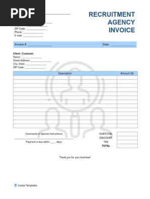 Recruitment Agency Invoice Template Free Template Resume Examples