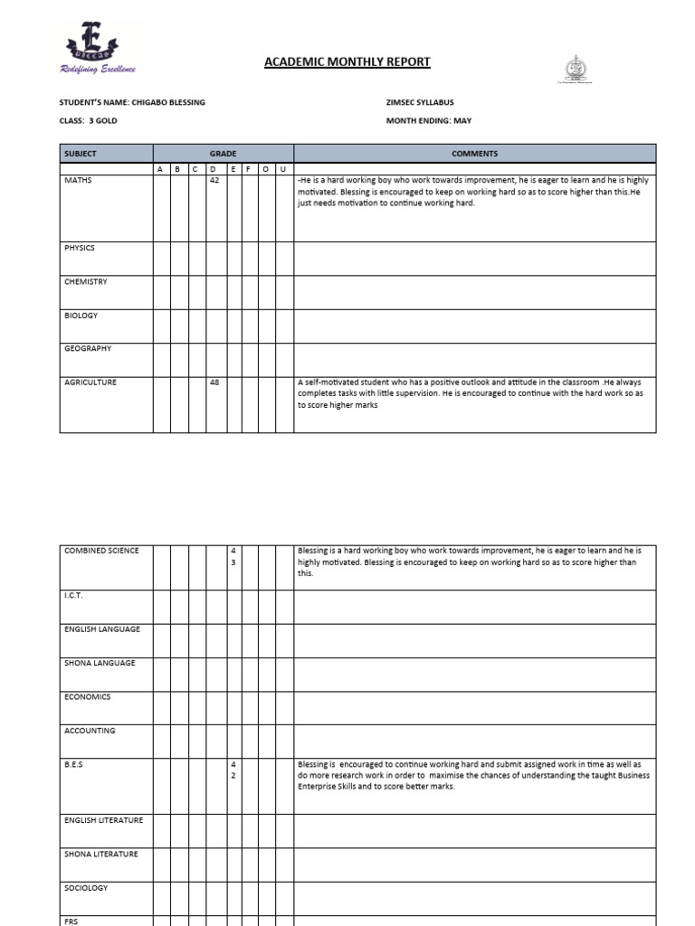 Academic Monthly Report | PDF