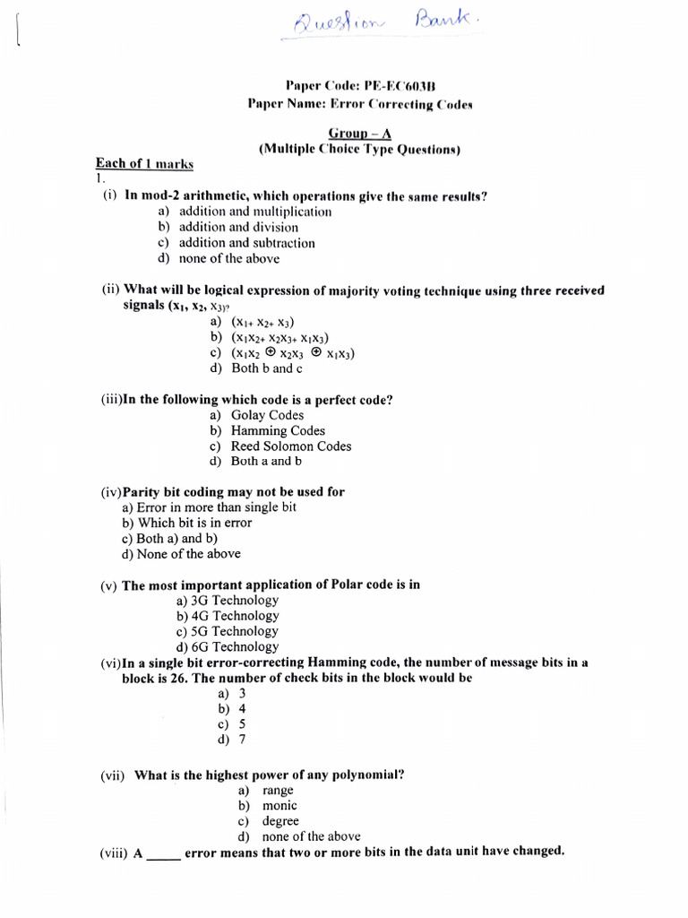 ECC Question Bank | PDF