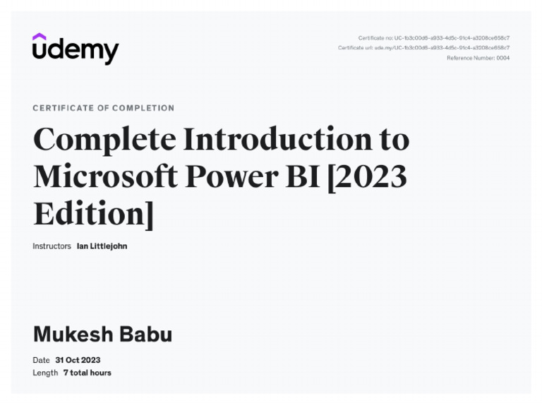Powerbi Certificate Pdf