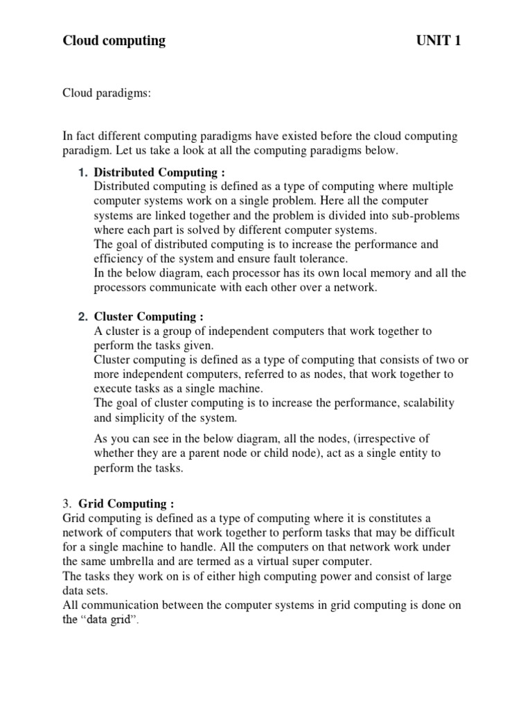 Cloud Computing Unit 1 - 230927 - 111849 | PDF | Cloud Computing | Software As A Service