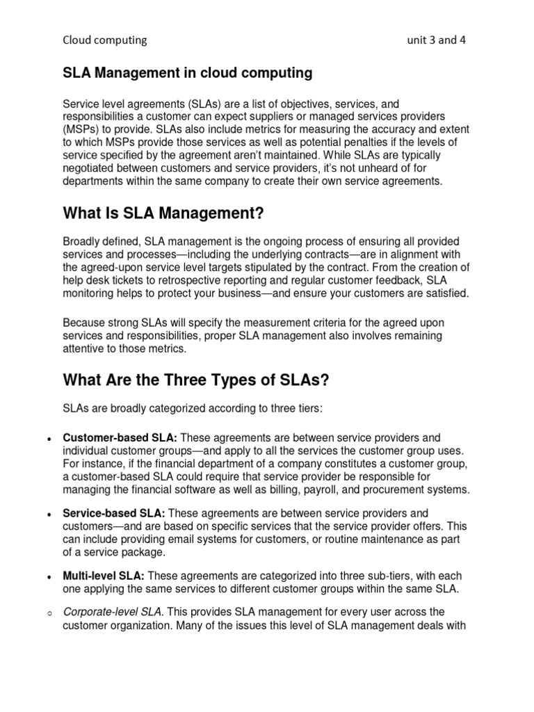 Cloud Computing Unit 3 | Download Free PDF | Cloud Computing | Service Level Agreement