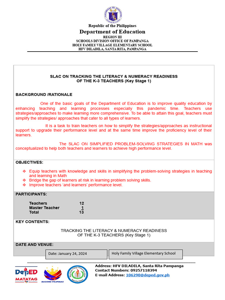 Slac On Literacy and Numeracy Key Stage 1 Matrix | PDF | Learning ...