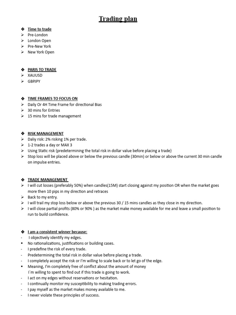 Trading Plan | PDF