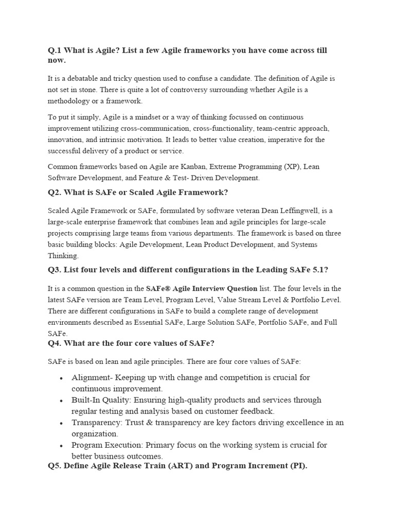 SAFE Interview Questions | PDF