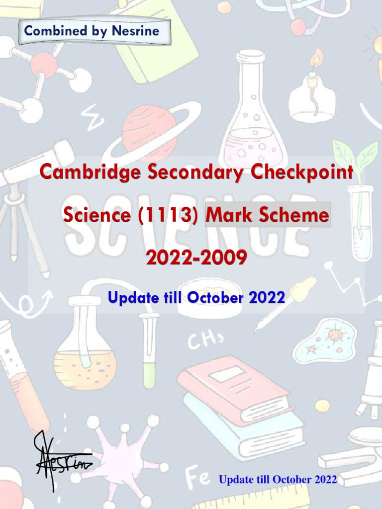 Nesrine Science 1113 Cambridge Secondary Checkpoint Markscheme 2022 ...