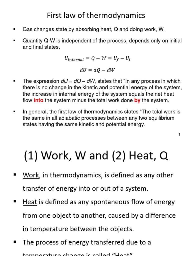 First Law Of Thermodynamics Worksheet Topic 1 First Law Of