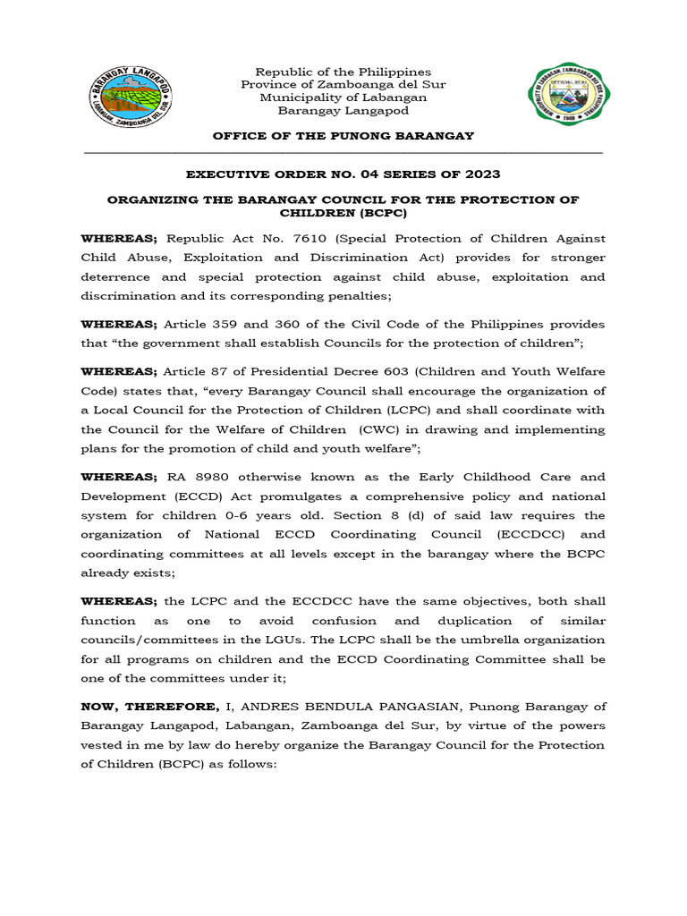 Barangay Council For The Protection of Children | PDF | Social ...