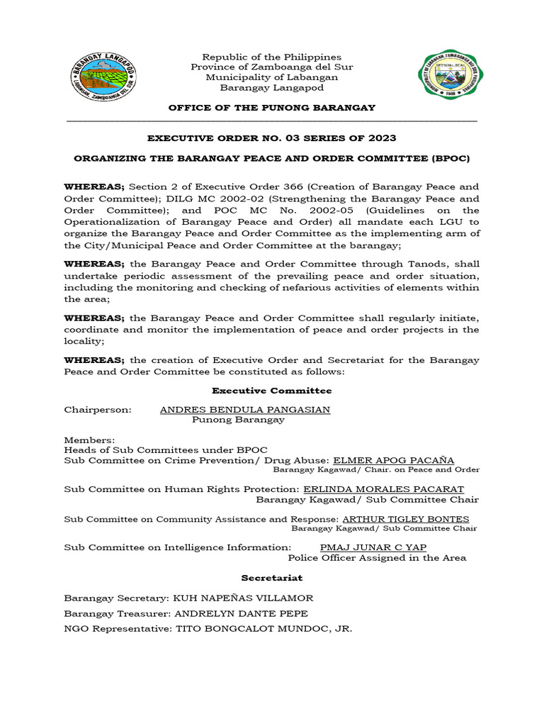 BARANGAY PEACE AND ORDER | PDF BARANGAY PEACE AND ORDER | PDF