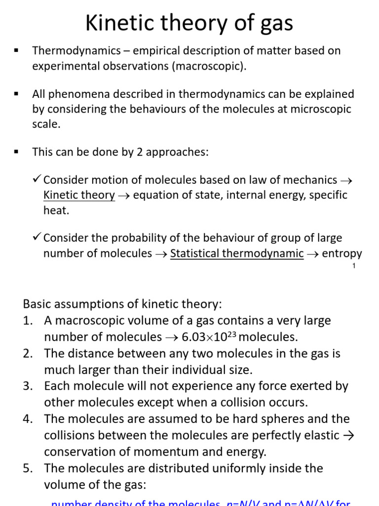 4.2 - Kinetic Theory of Gas | PDF | Gases | Temperature