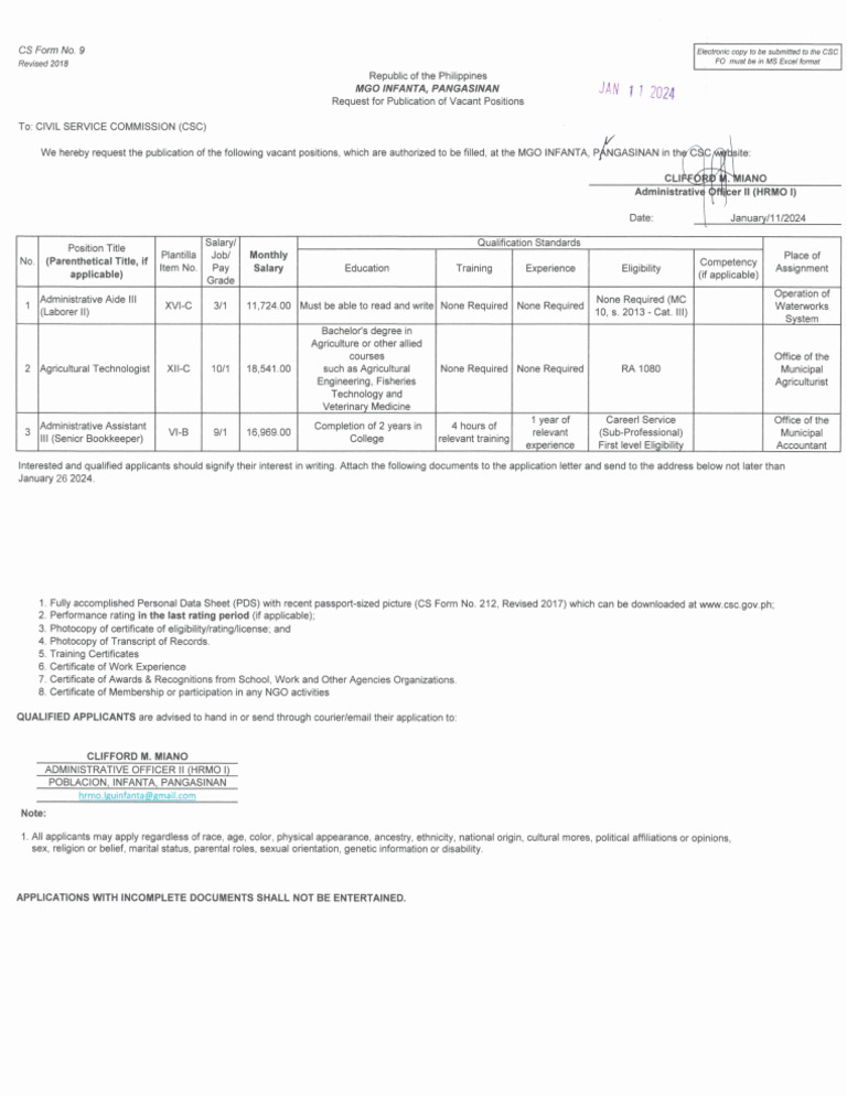Civil Cervice Form No. 9 | PDF