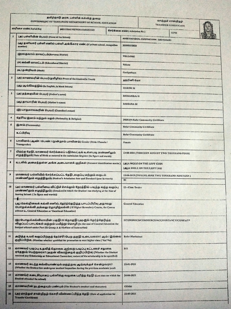 T.C & SSLC Mark Sheet | PDF | Vocational Education | Educational ...