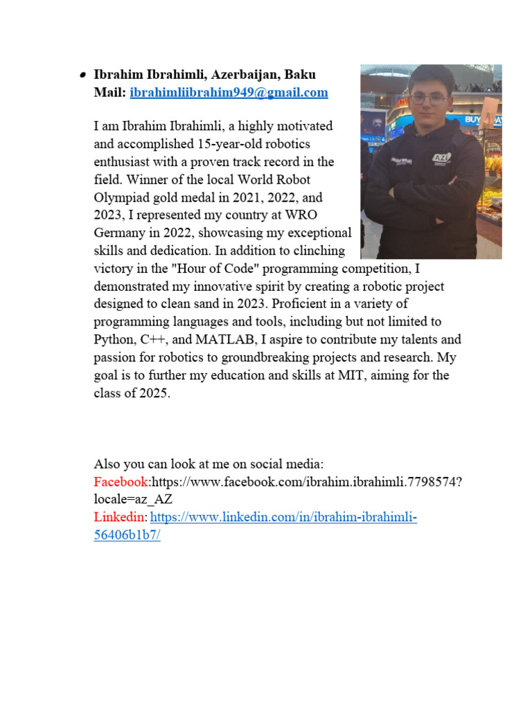 Ibrahim Ibrahimli, Azerbaijan, Baku Mail:: Facebook Linkedin | PDF