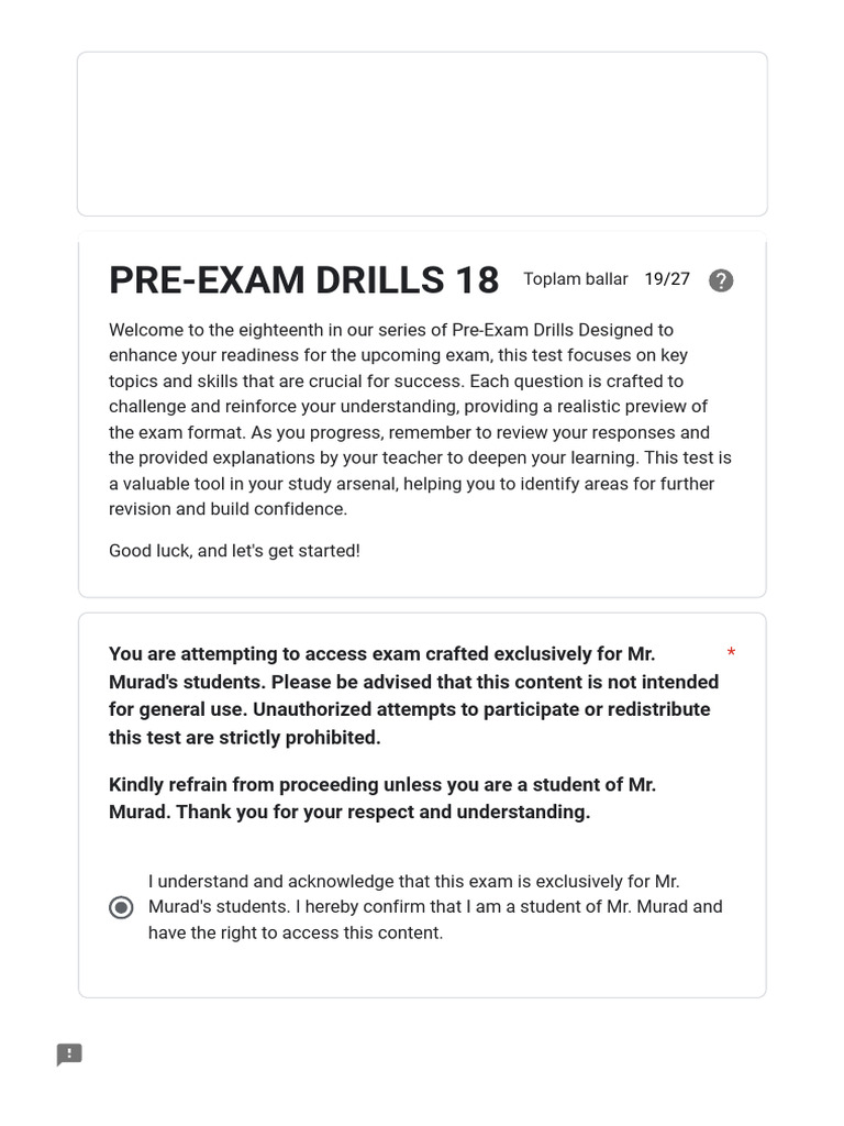 Pre-Exam Drills 18 | PDF