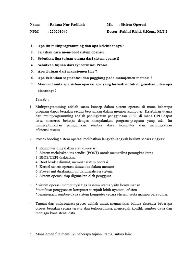 RahmaNurFadillah 220201040 Ti (Kuis SO) | PDF