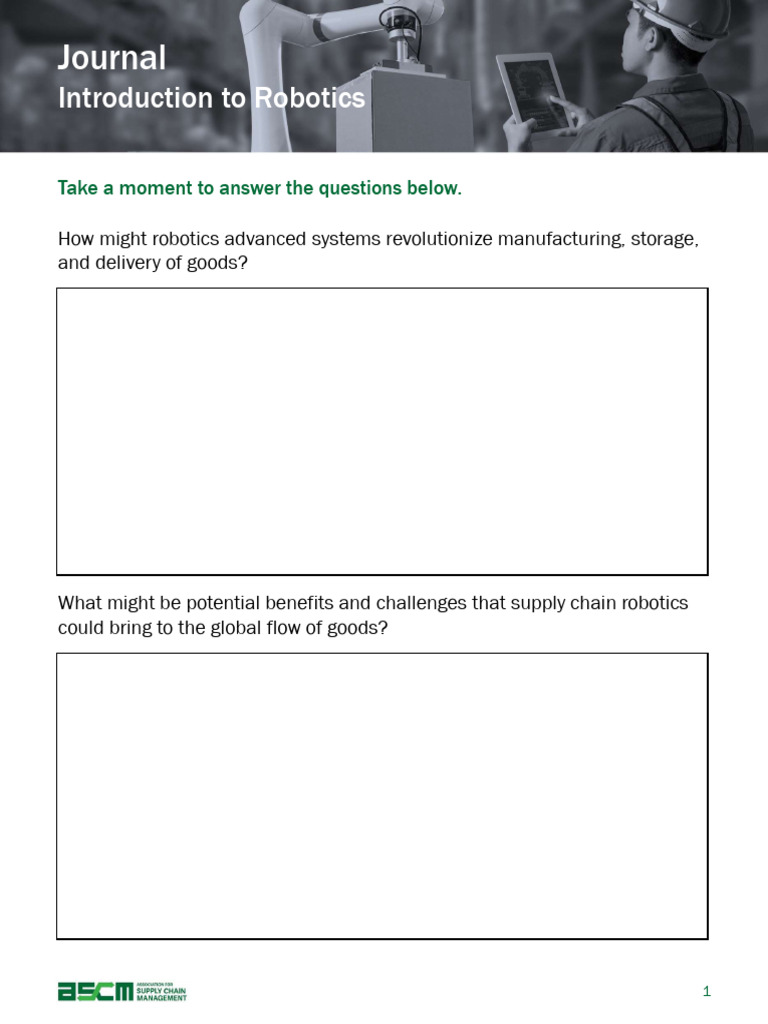 Intro To Robotics Journal Pdf
