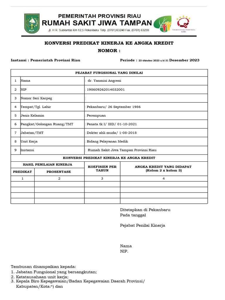 Master Formulir Menghitung Pak Dari SKP RSJ | PDF