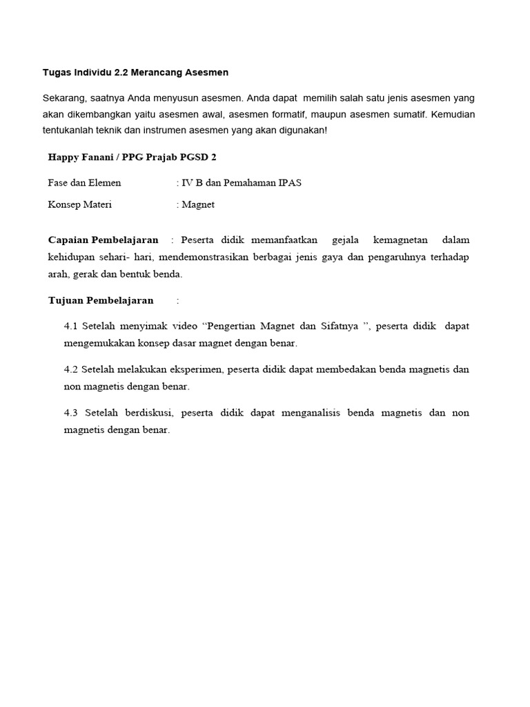 Tugas Individu 2.2. Menyusun Instrumen Happy | PDF