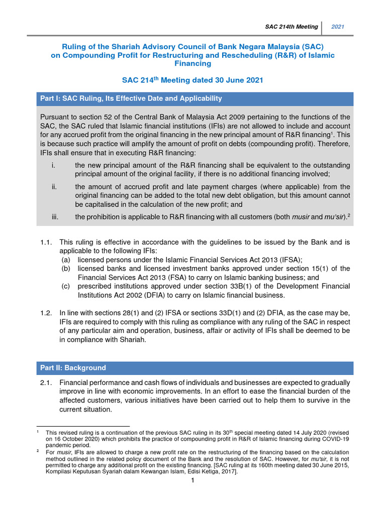 SAC Statement 214th SAC Meeting - Eng | PDF | Profit (Economics) | Sharia