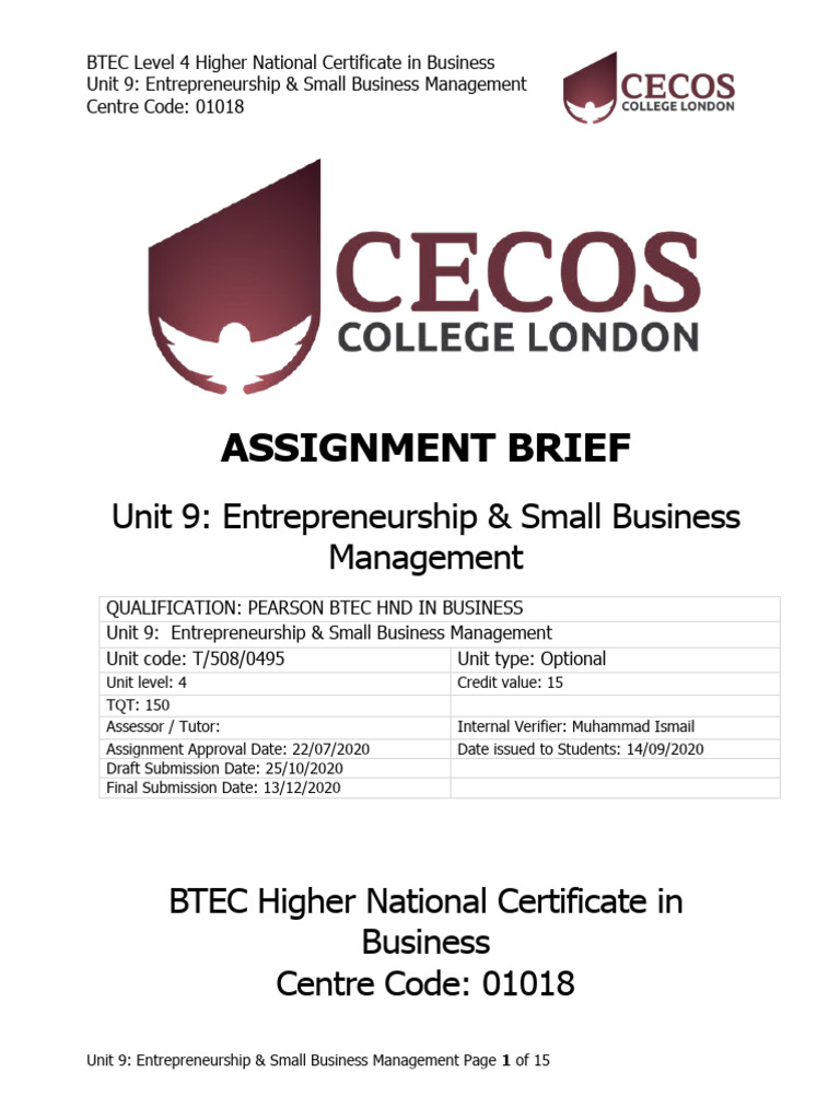 AB Unit 9 ESBM Semester - SEPT20 | PDF