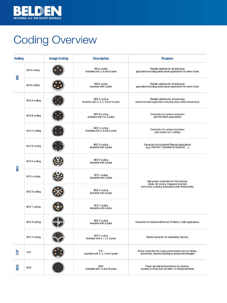 EVG Belden Uebersicht Kodierungen en | PDF