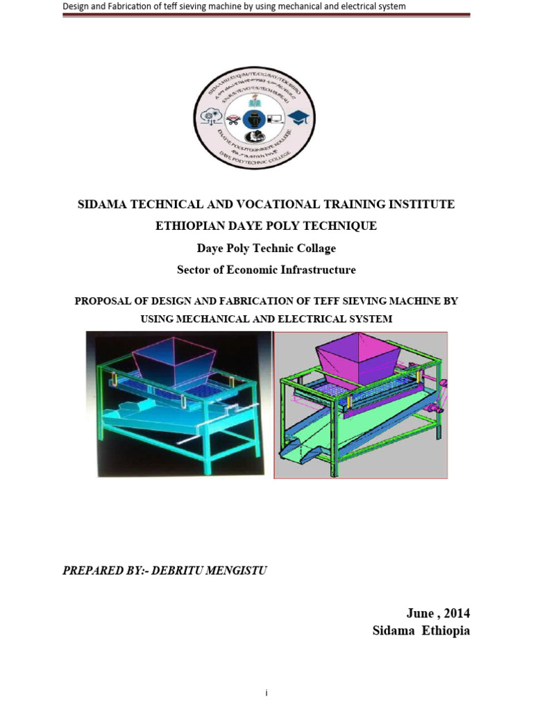 Proposal On Design and Fabrication of Teff Seiving Machine | PDF ...