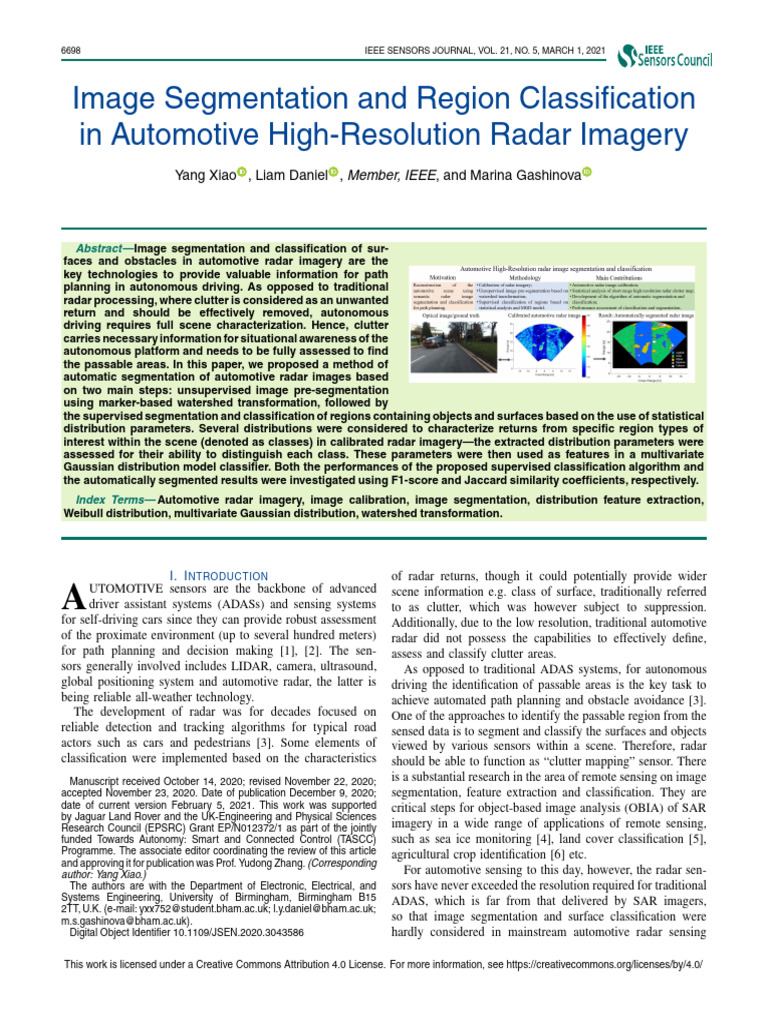 Base-Image Segmentation and Region Classification in Automotive High-Resolution Radar Imagery ...